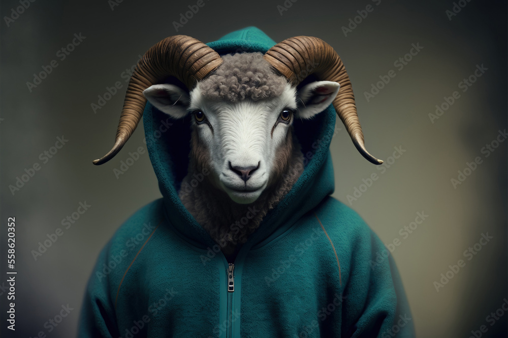 Portrait of a fitness athlete ram wearing sportswear, generative ai ...