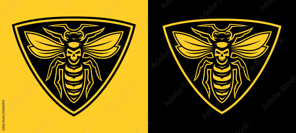 Set of vector wasp skull logo for white and dark backgrounds Stock ...