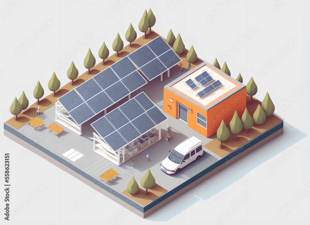 rooftop solar panel system with a birds-eye view, to showcase the size ...