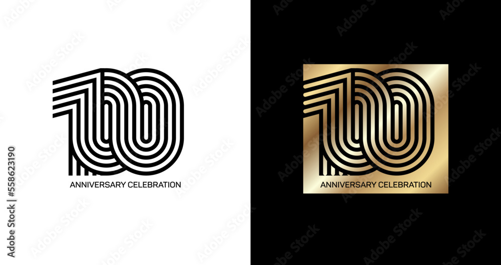 Vetor de One hundredth anniversary. Gold and black numbers. Poster ...