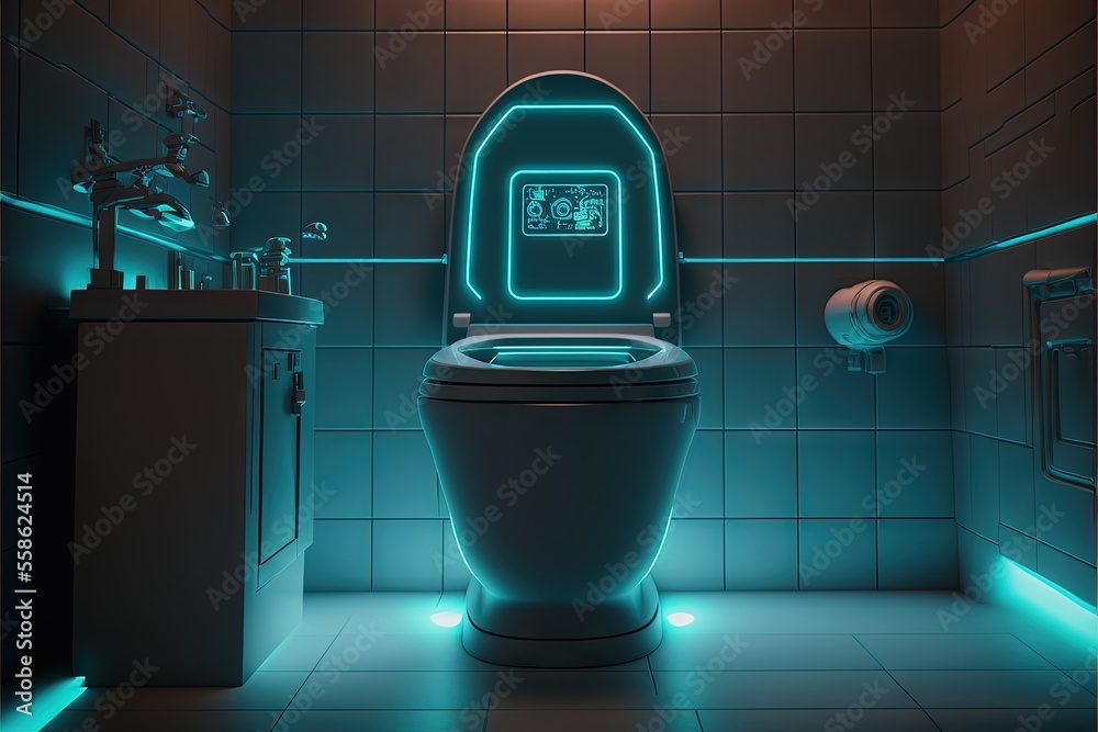 Smart toilet wireless WC of the future generative ai ilustração do ...
