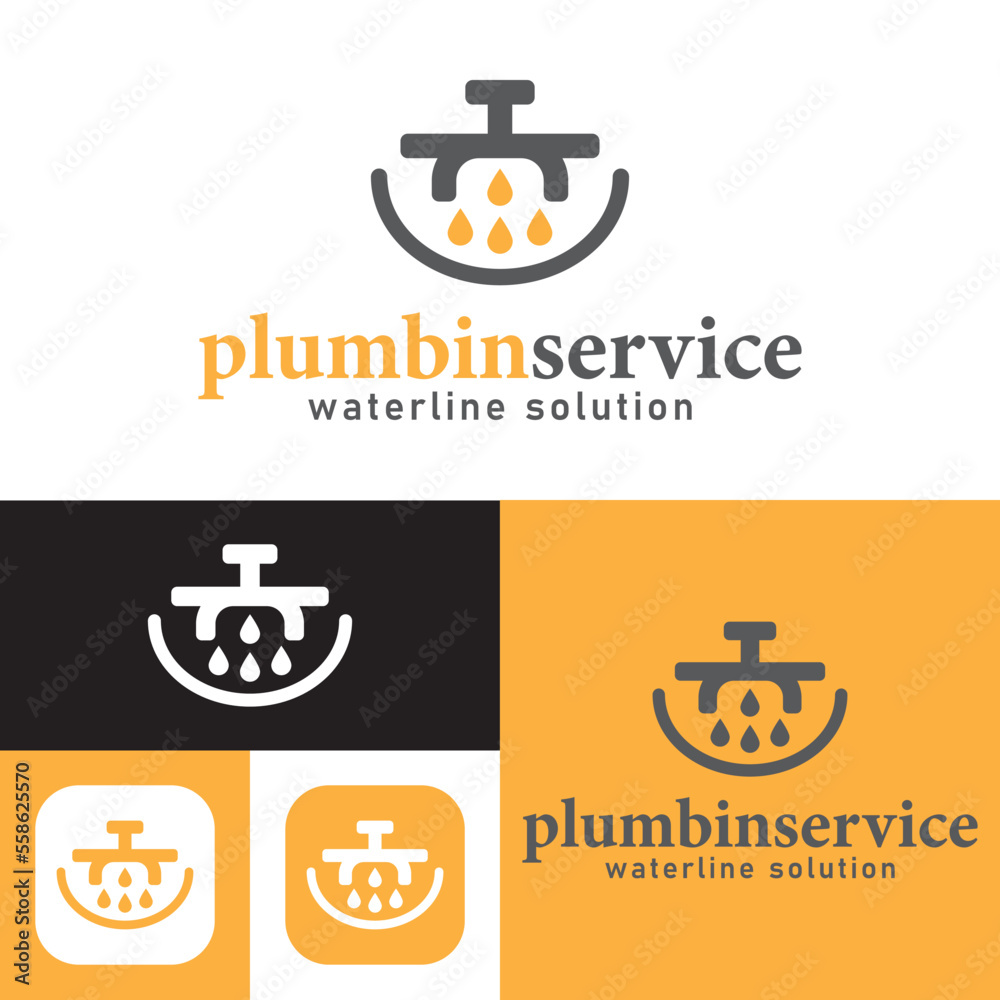 Plumbing service logo. Waterline repair logo.vector illustration. black ...
