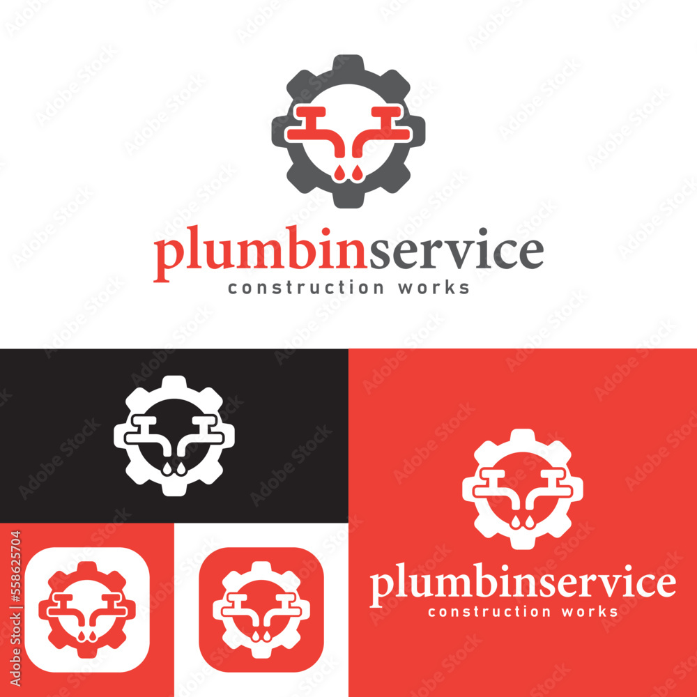 Plumbing service logo. Waterline repair logo.vector illustration. black ...