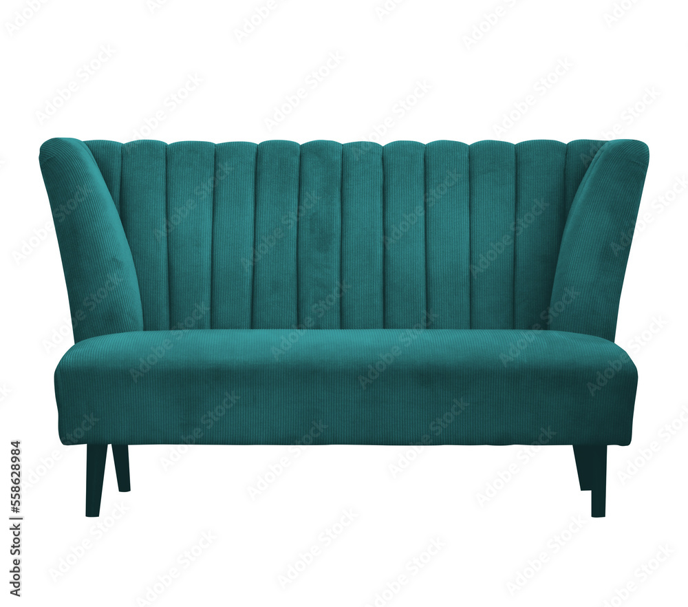 Elegant Turquoise Green Sofa Couch Isolated on Transparent Background ...