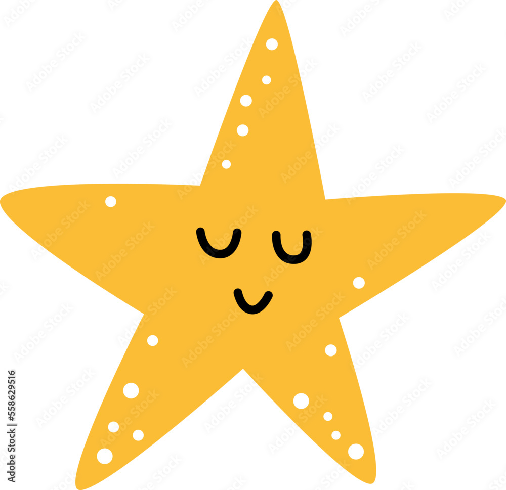 Cute cartoon sleeping star flat icon Astrology Stock Vector | Adobe Stock