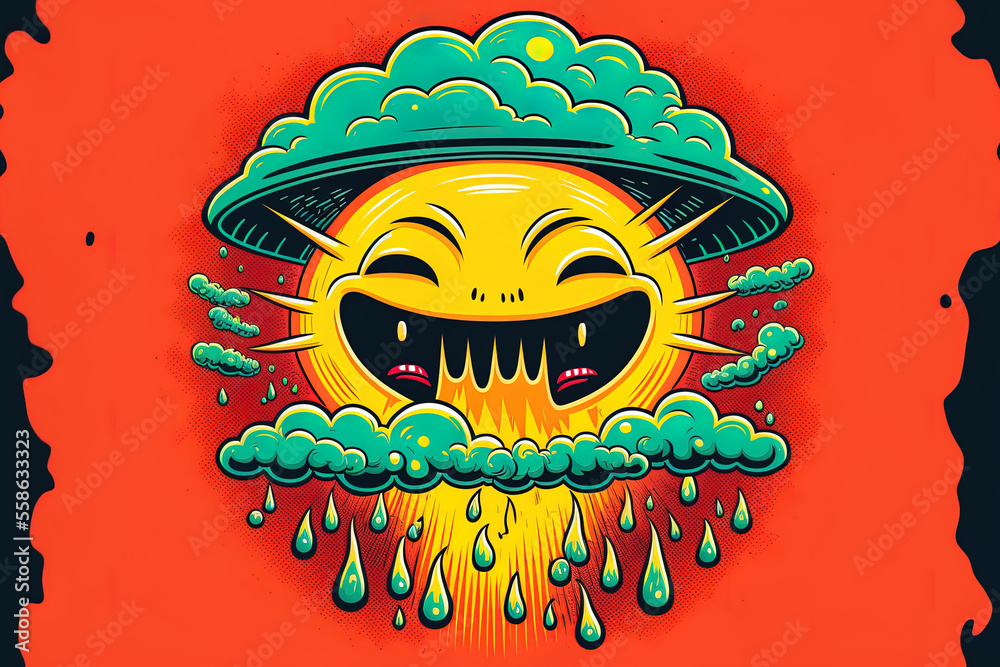 Ufo, alien, flying saucer, melting grin print poster, t shirt logo art ...
