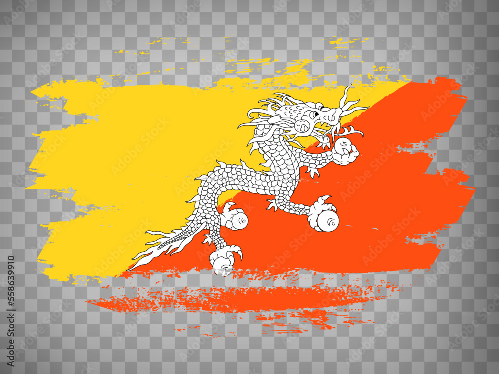 Flag of Bhutan brush stroke background. Flag Kingdom of Bhutan on ...