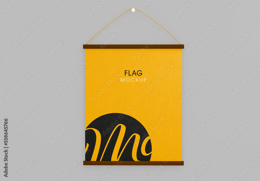 Isolated Rectangular Flag Mockup Stock Template | Adobe Stock