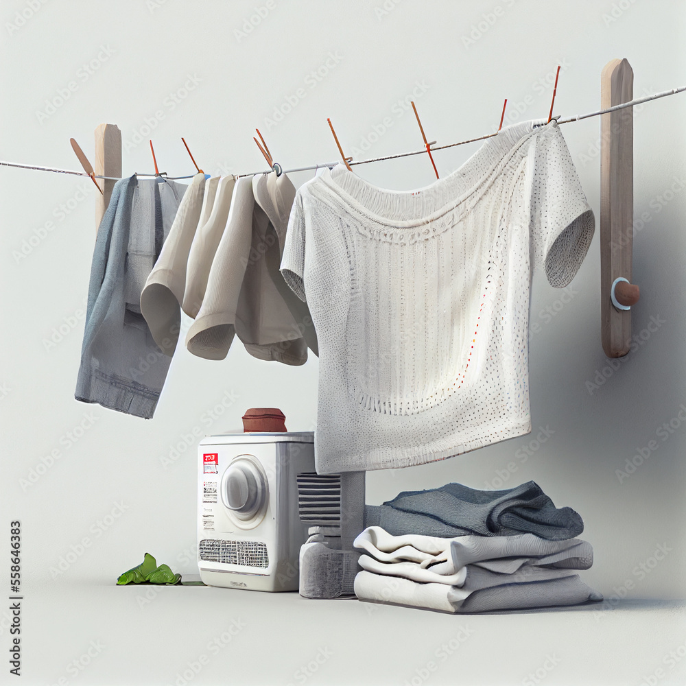 Drying of clothes, created with Generative AI technology. Stock ...