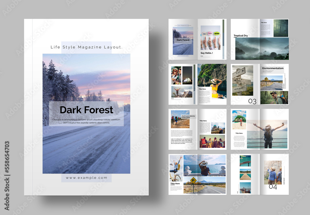 Dark Forest Magazine Stock Template | Adobe Stock