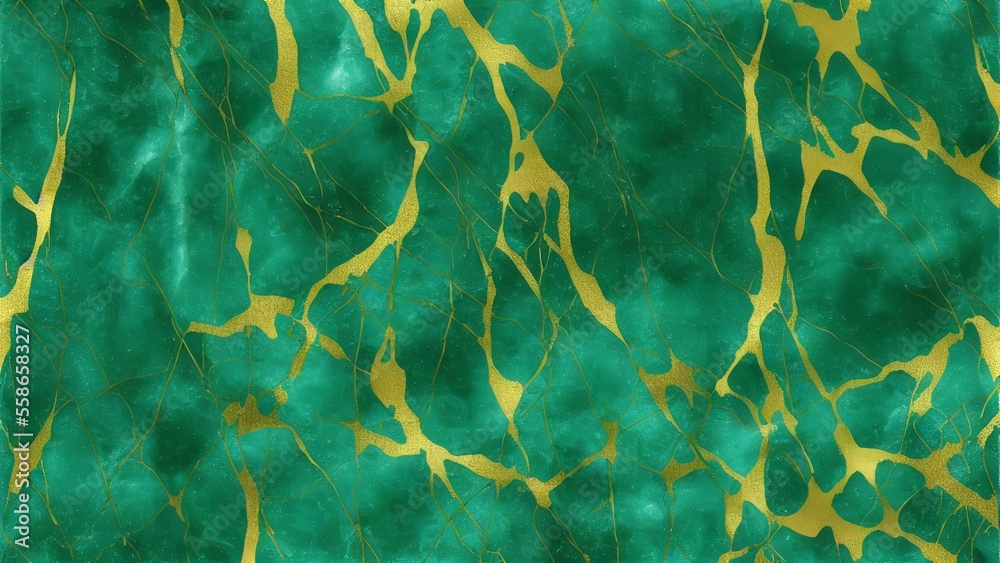 Abstract green marble texture design with gold inserts. Modern marble ...