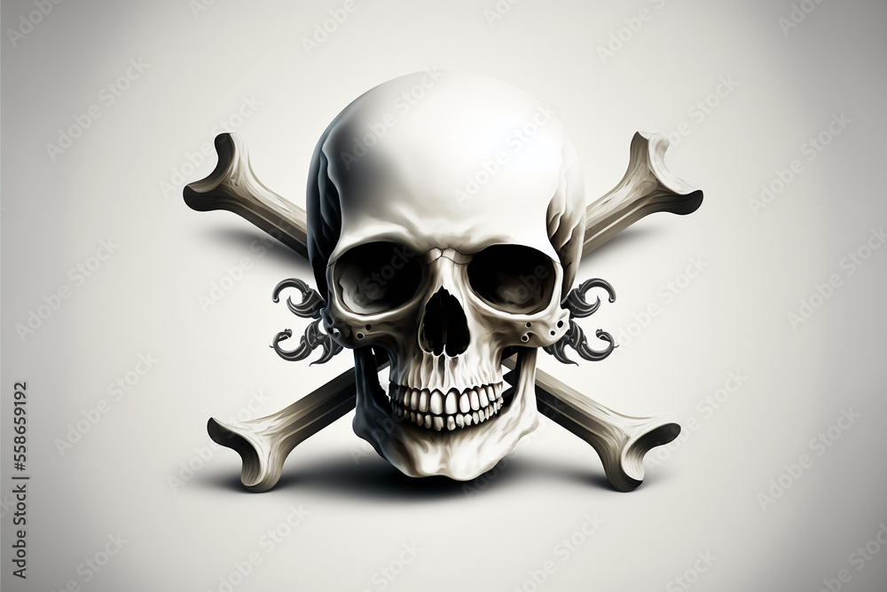 Skull and bones vector illustration for logo, design or tattoo ...