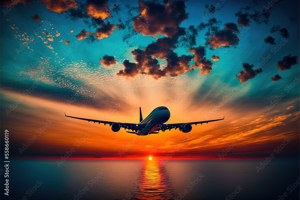 3d plane taking off from the landing strip, ai generated Stock ...