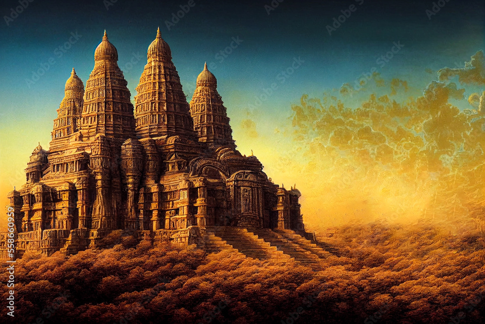 Photo & Art Print Ancient Hindu temple in alien planet, samarpit