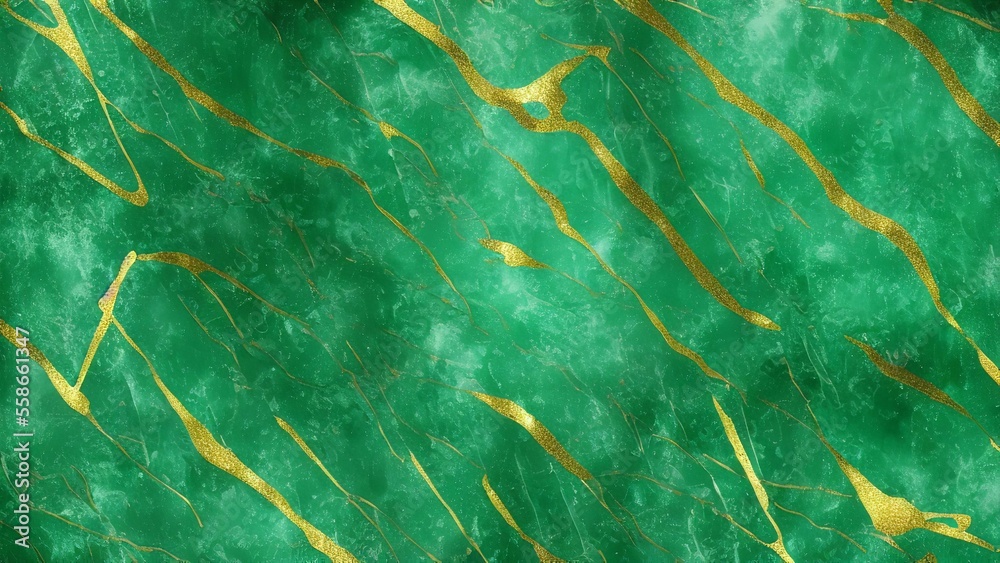 Abstract green marble texture design with gold inserts. Modern marble ...