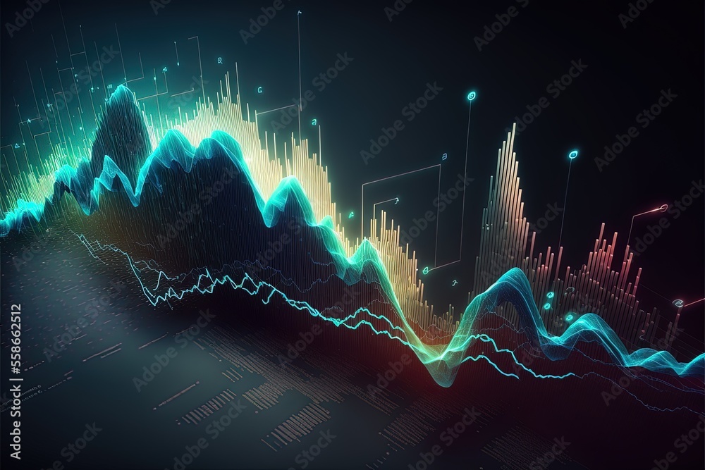 Business economic charts with light effects, neon. Abstract neon ...