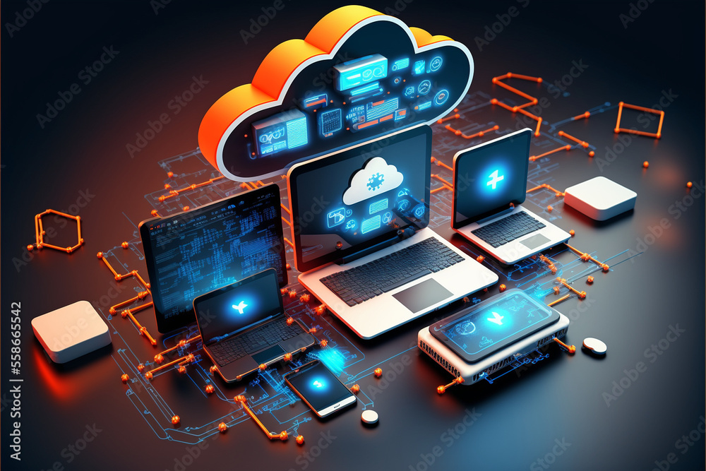 Cloud technology concept. Data center concept. Modern cloud ...