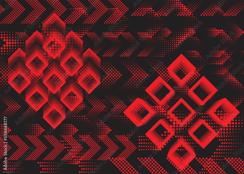 Aesthetic dotted design element. Duo tone poster . Modern art .Abstract ...