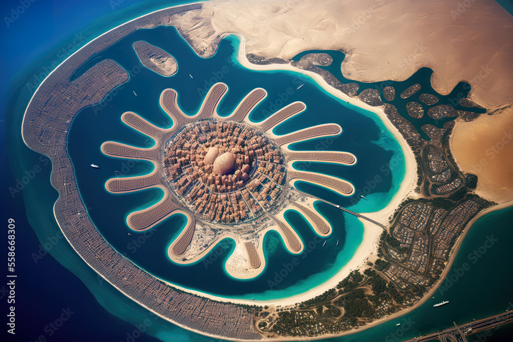 Conceptual Ai Generated Image (not actual) - a view of Dubai from space ...