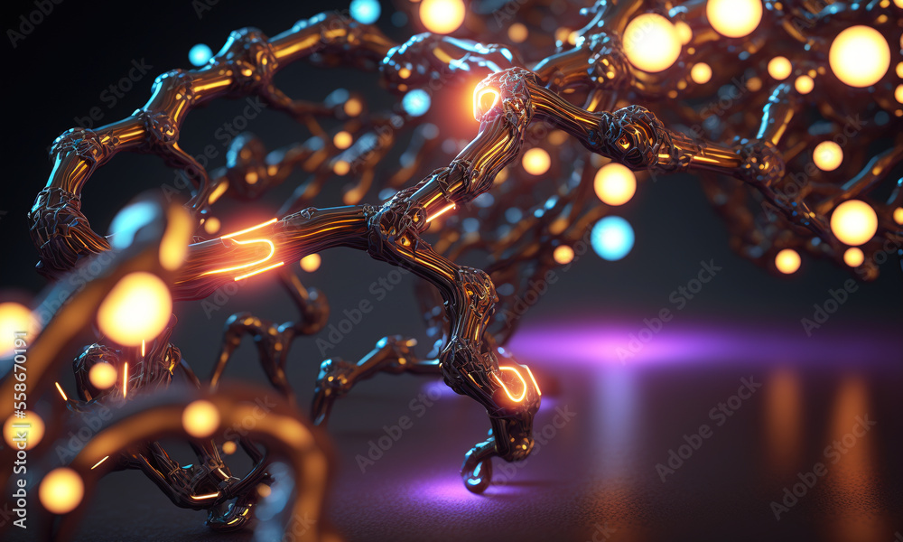 Glowing neural links network background. Illustration representing artificial intelligence ...