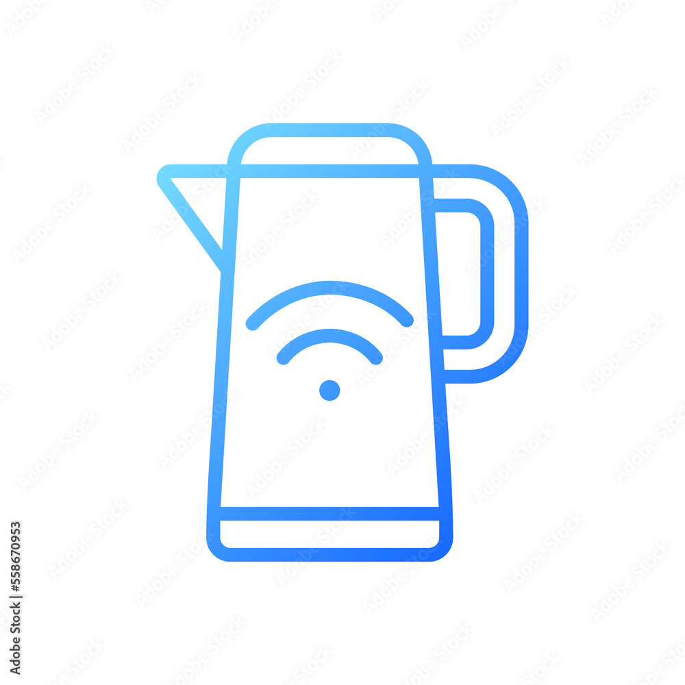 Smart kettle pixel perfect gradient linear vector icon. Water boiling ...