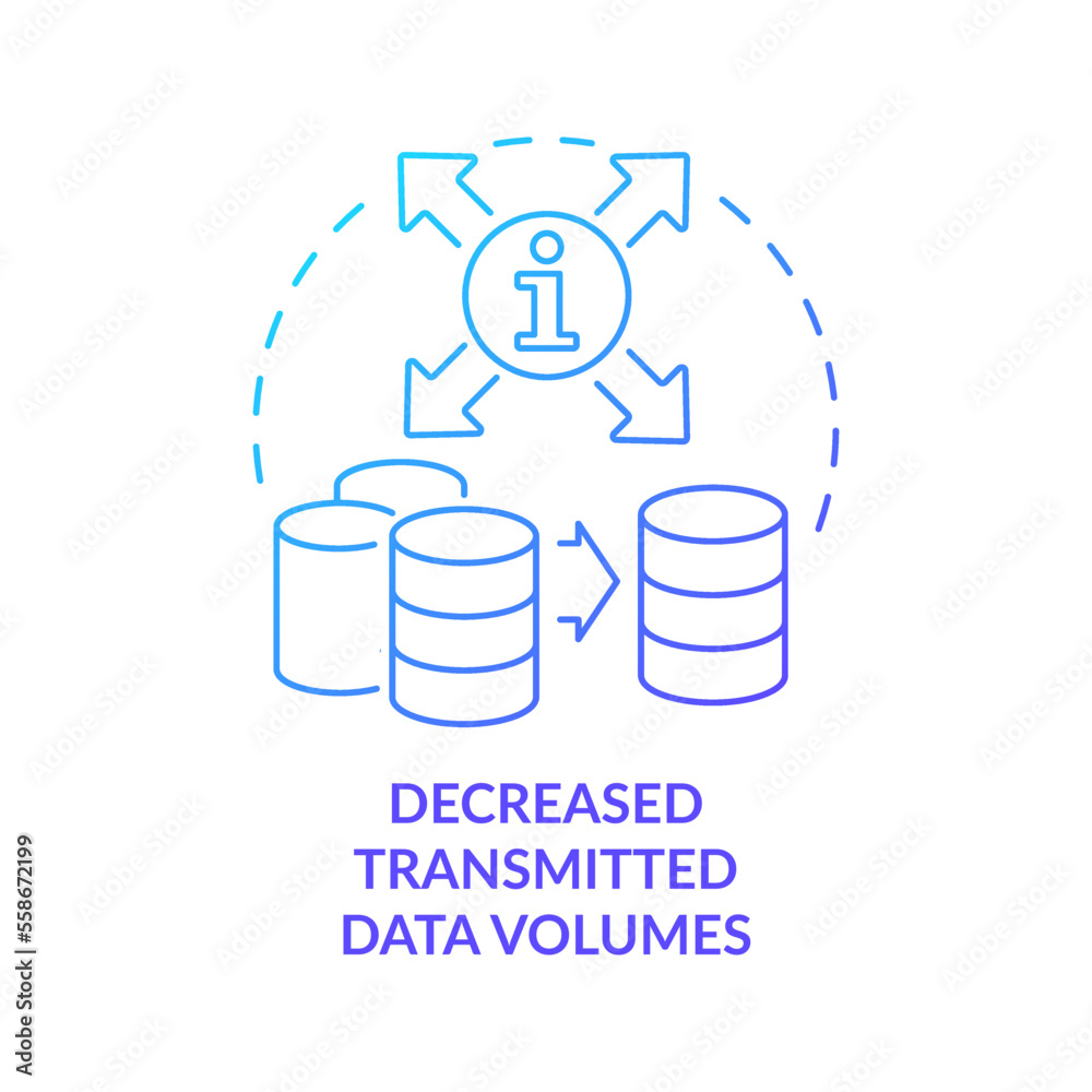 Decreased transmitted data volumes blue gradient concept icon. Expand ...