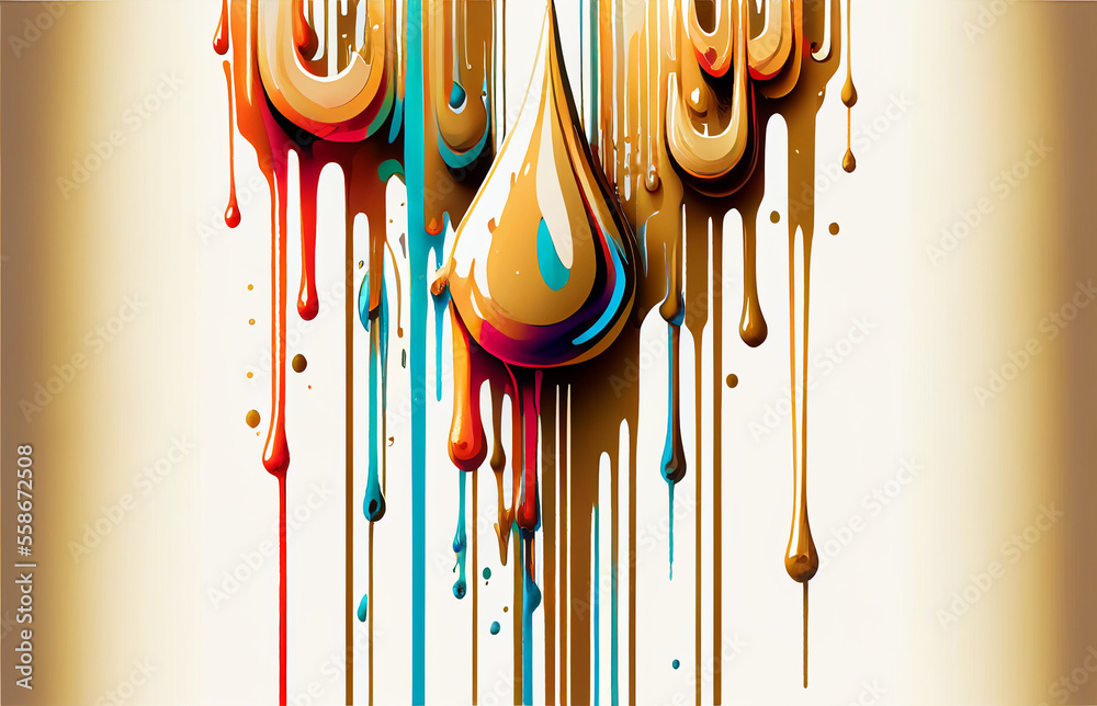 Graffiti Gold Dripping Paint Spray Paint Colourful Water White ...