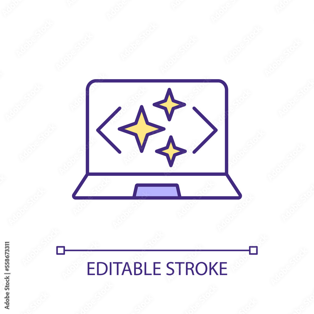 Writing perfect code RGB color icon. Programming process. Easy readable ...