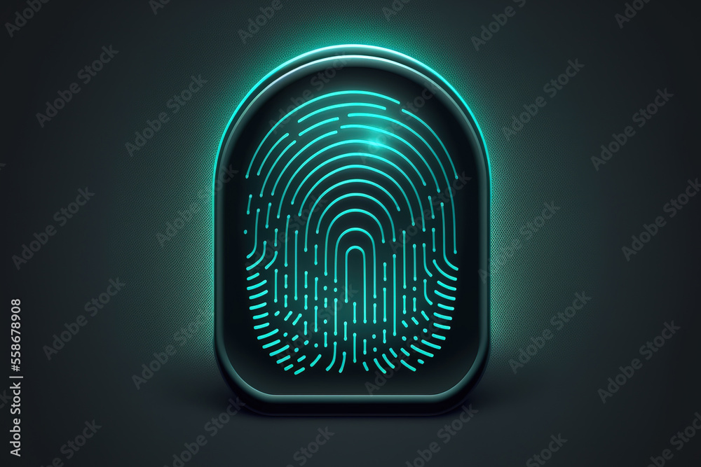 Human thumb fingerprint icon is blue lighting line, it using to ...