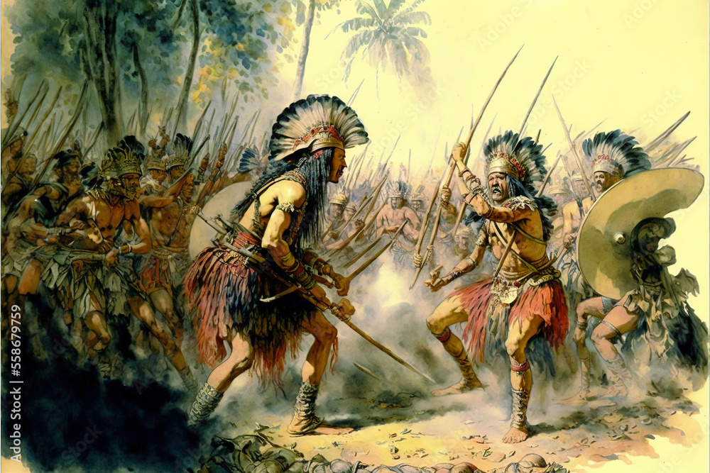 Fantasy concept art featuring Maori warriors in a battlefield at war in ...