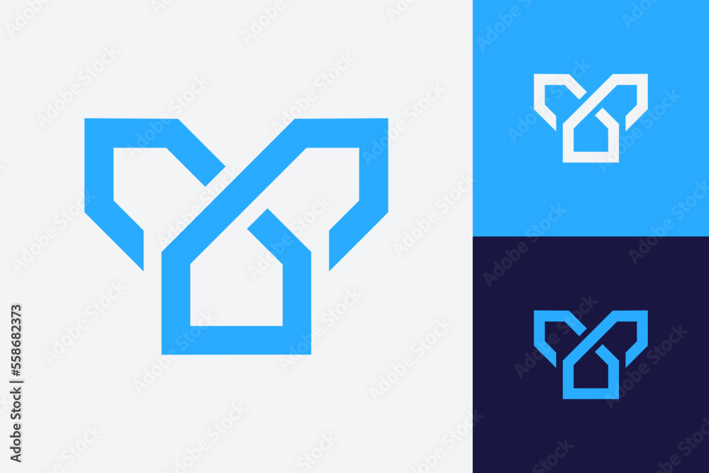 Letter Y real estate logo in simple monoline style. Logo that is easy ...