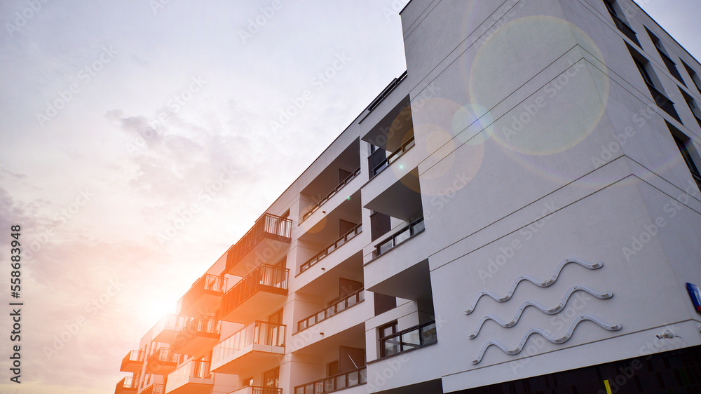 Apartments in residential complex. Housing structure at modern house ...