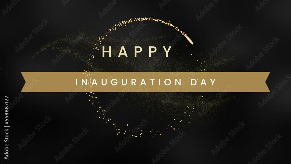 Inauguration Day with light gold glitter background and magical gold ...