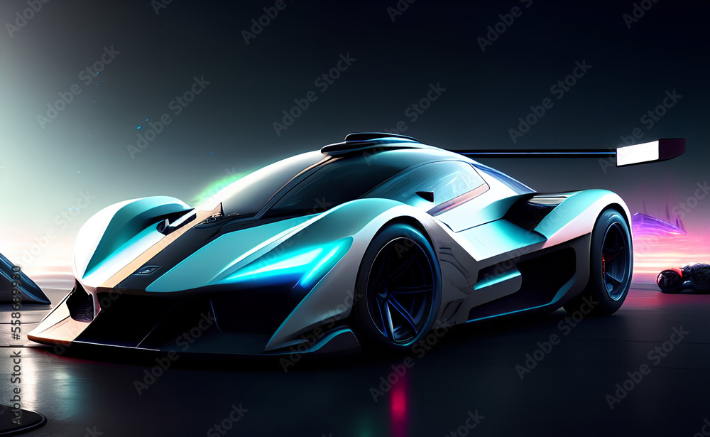 Futuristic electric racing car, cyberpunk, sci-fi. Ai generated. Stock ...