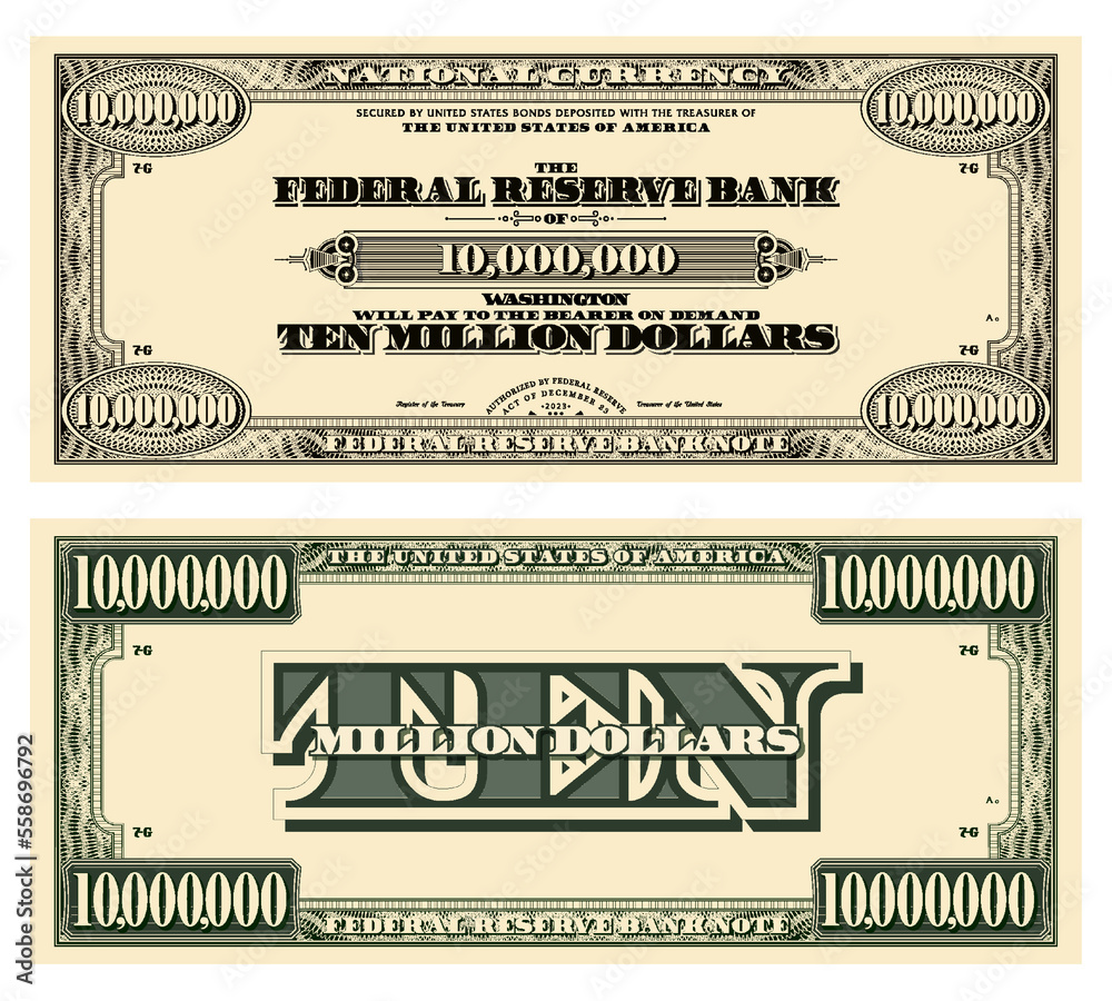 Vector template obverse and reverse of a vintage banknote with ...