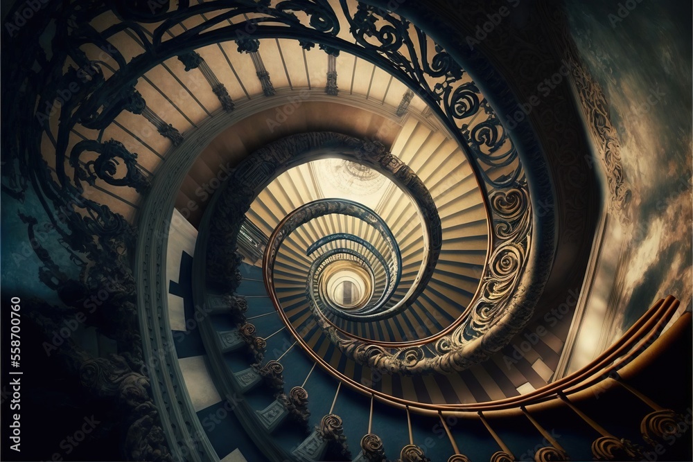 a spiral staircase in a building with a skylight in the middle of the ...