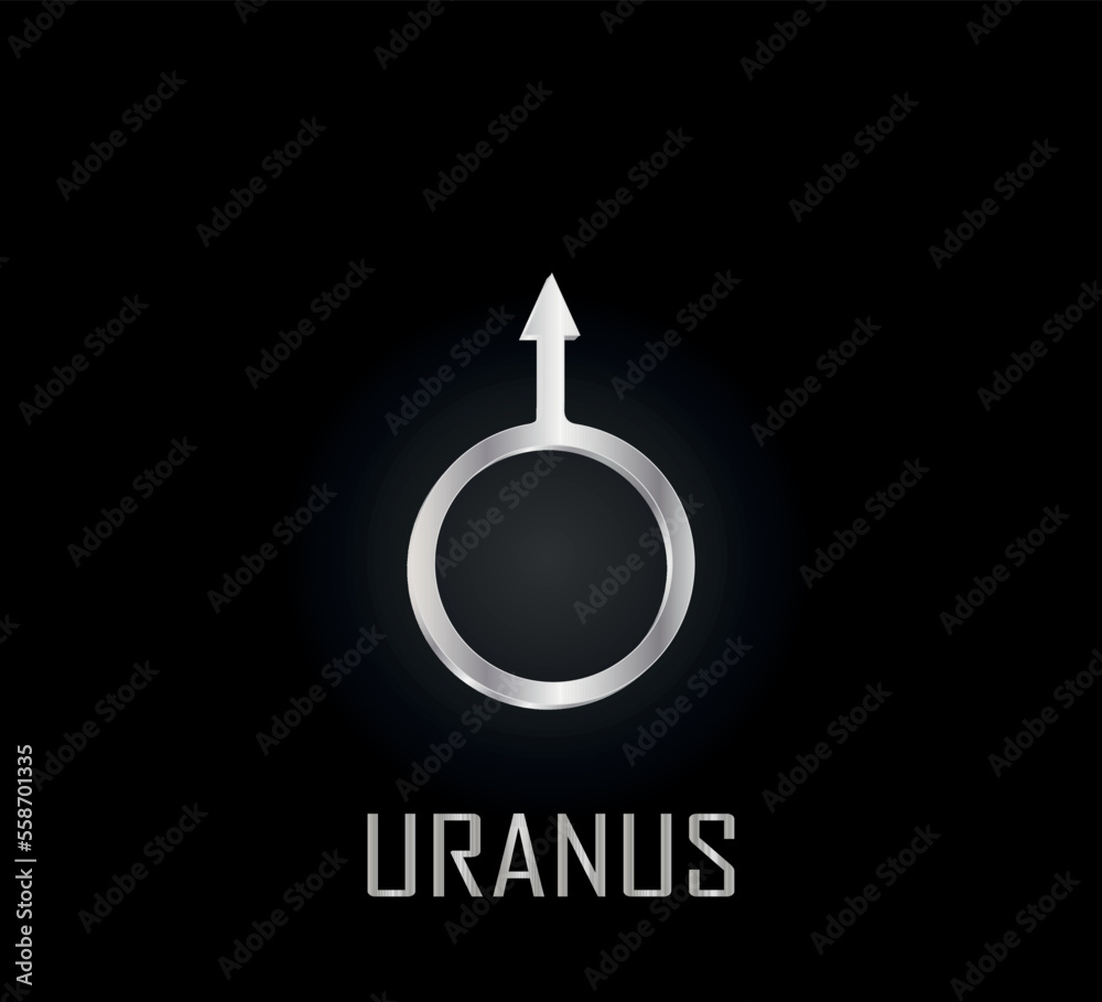 3d silver symbol of planet uranus on dark background Stock Vector ...