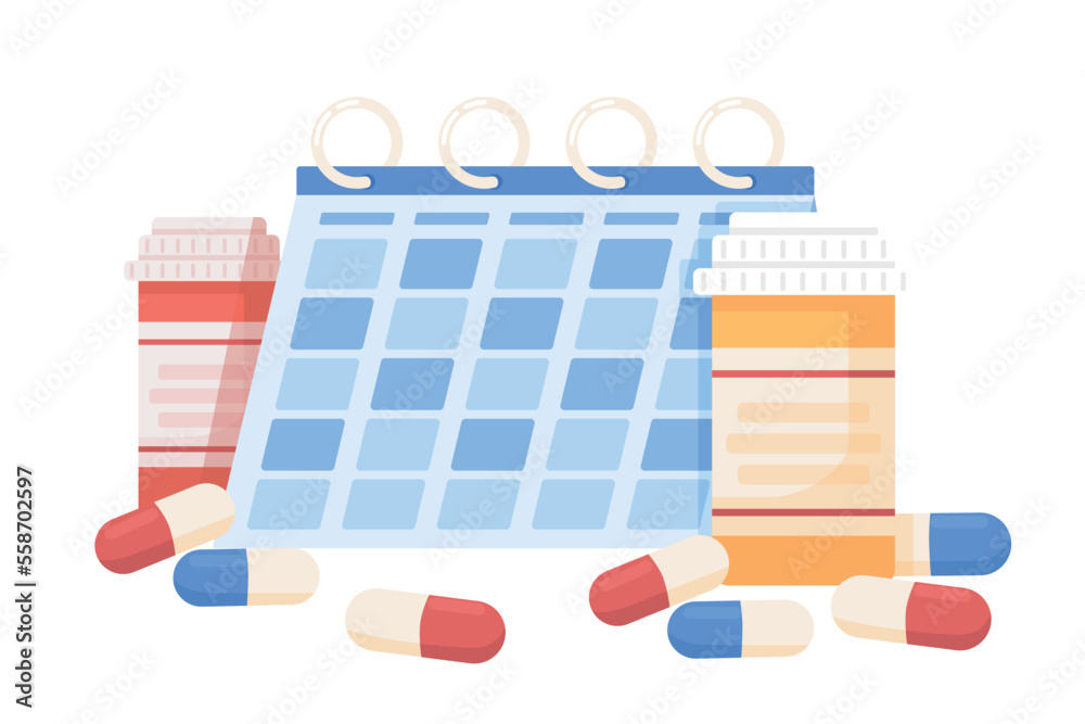 Vetor de Taking medications regularly semi flat color vector objects ...