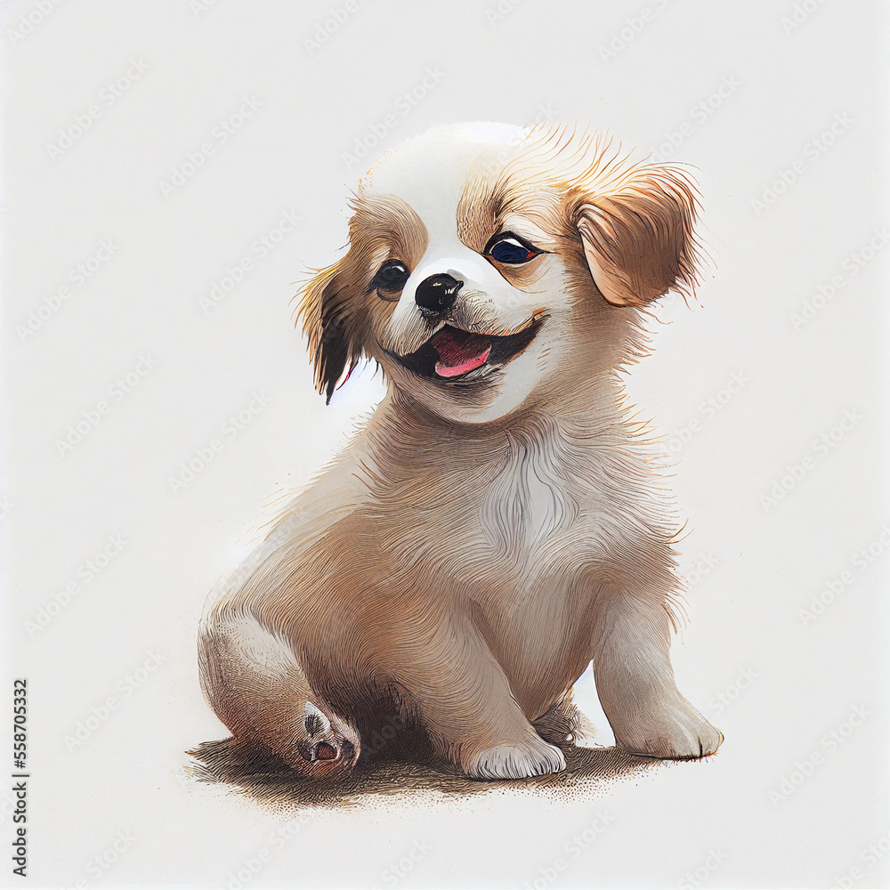 Cartoon. Cute little happy puppy laughing and having fun. Generative AI ...
