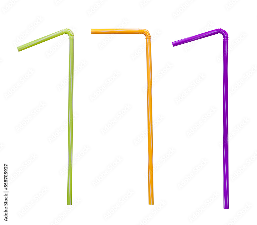 colorful straw collection isolated on transparent background, tube set ...