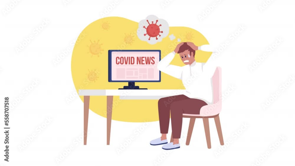 Animated isolated covid information. Looped flat 2D character HD video ...