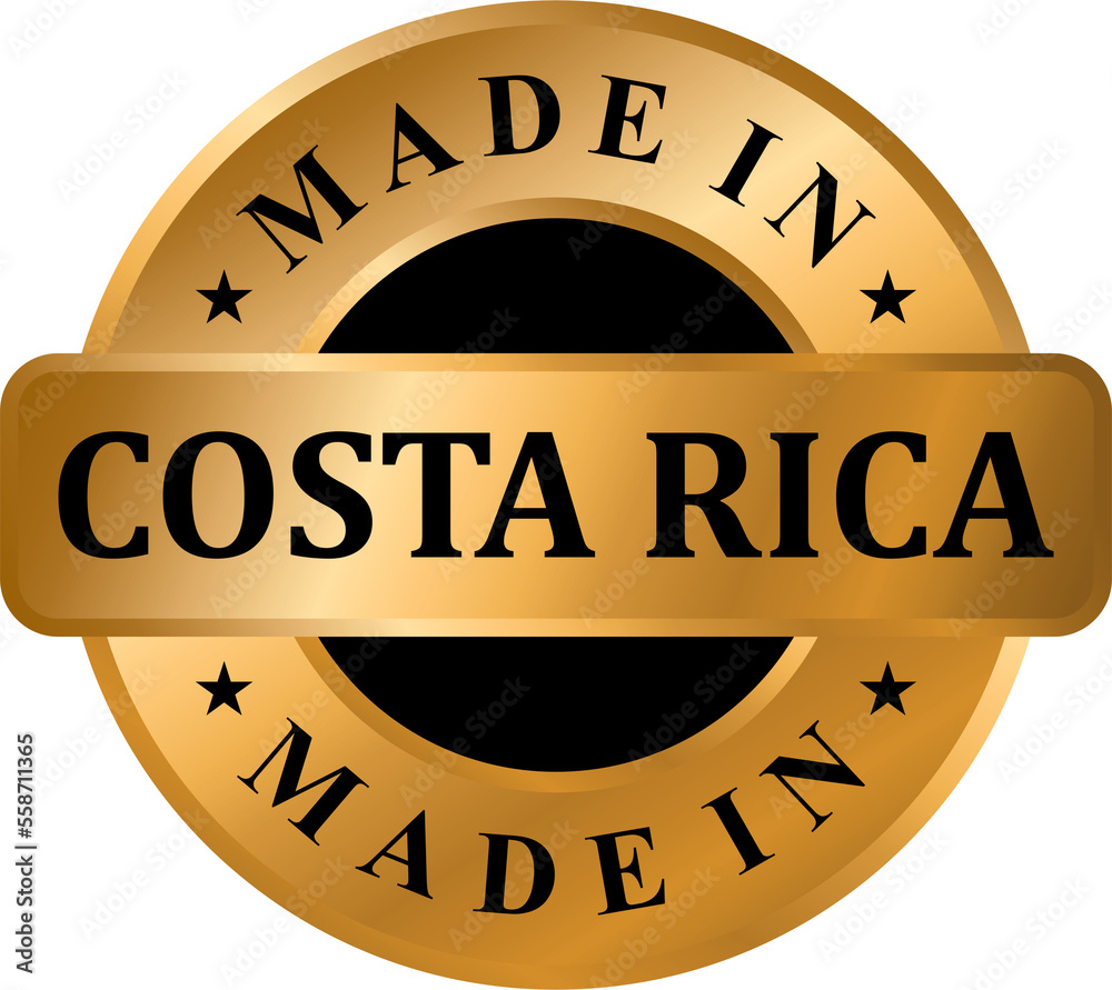 Made in COSTA RICA Gold Label Stamp, Stamp Round of Nation with 3D ...