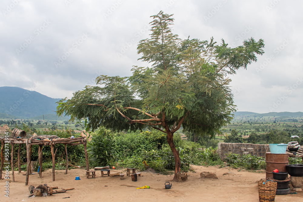 African village in Nigeria near capitol city of Abuja. Traditional ...