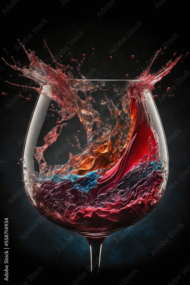 red wine splash in glass Generative AI Stock Illustration | Adobe Stock
