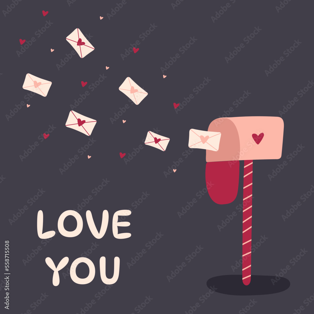 Love letters flying from post box. hand drawn style vector design ...