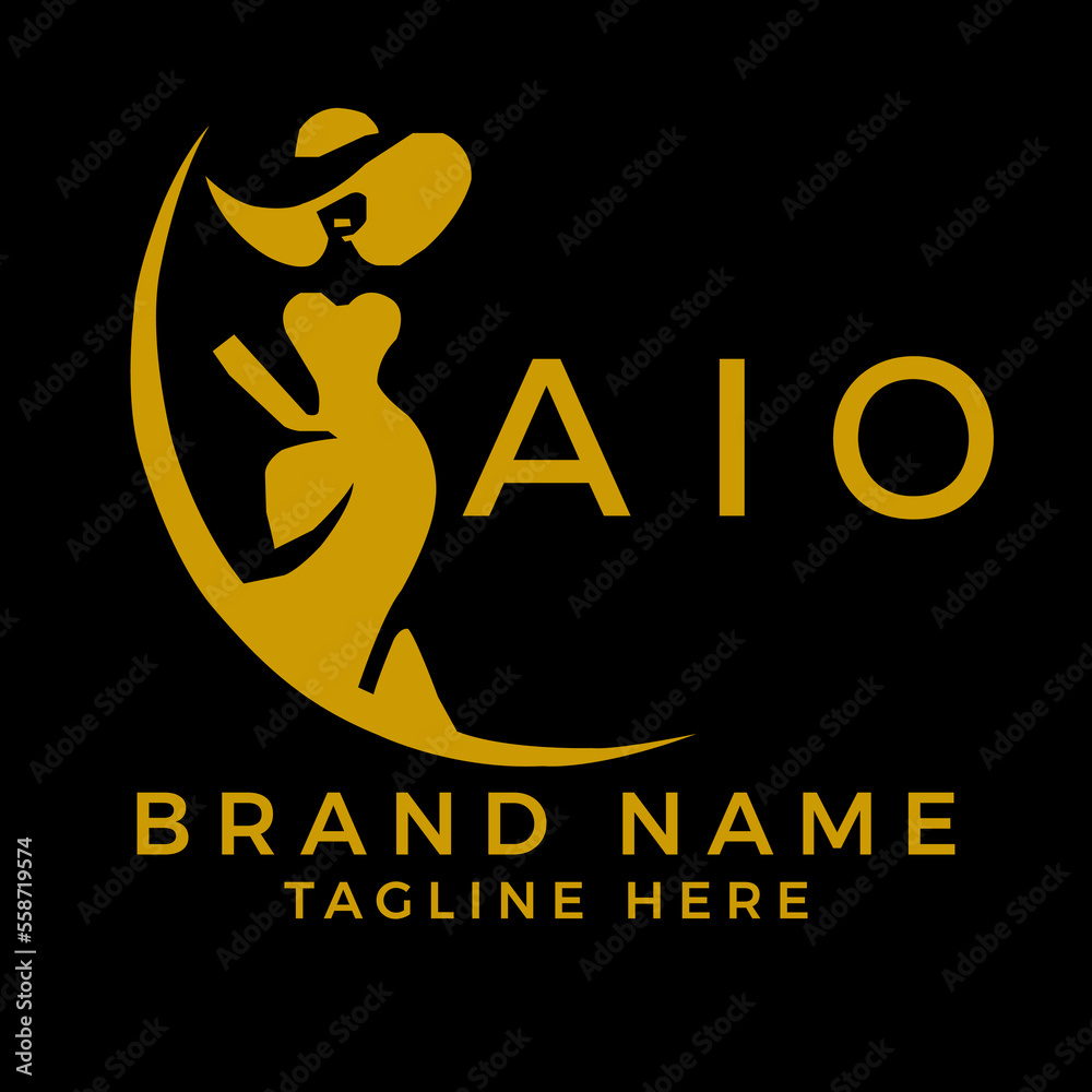 Vetor de AIO fashion logo. AIO Beauty fashion house. modeling dress ...