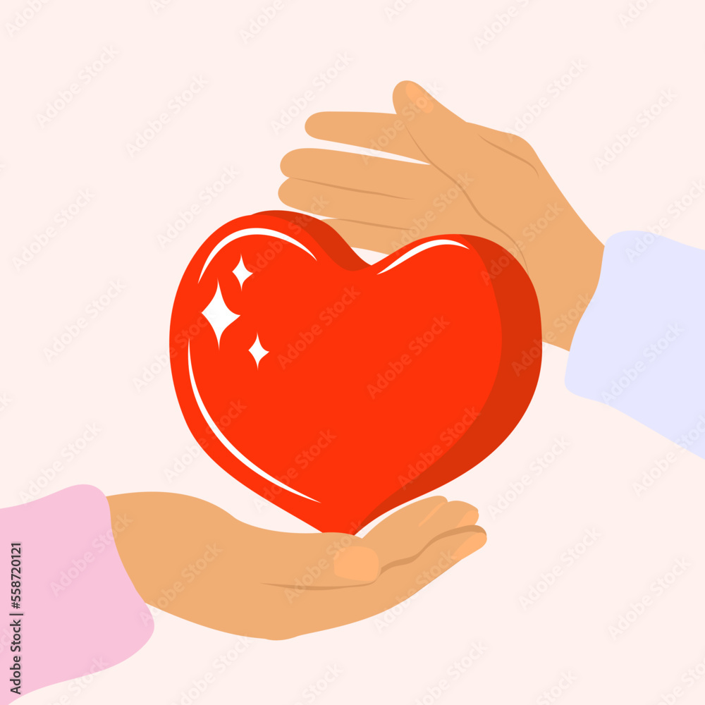Random acts of Kindness Day. February 17. Human hands holding the Heart ...