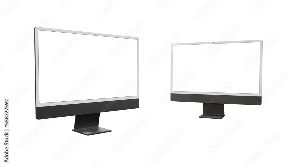 Computer monitor display with empty screen isolated on transparent ...