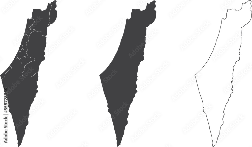 set of 3 maps of Israel - vector illustrations Stock Vector | Adobe Stock
