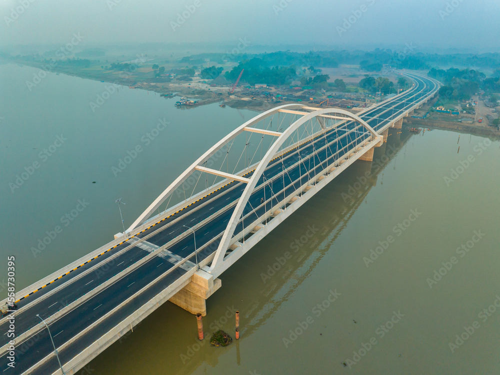 Aerial view of Madhumati Bridge crossing the Madhumati river in Dhaka ... Aerial view of Madhumati Bridge crossing the Madhumati river in Dhaka ...